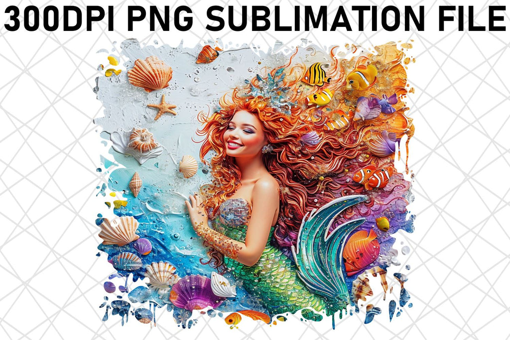 Vibrant Watercolor Sea Siren Design Bundle - So Fontsy