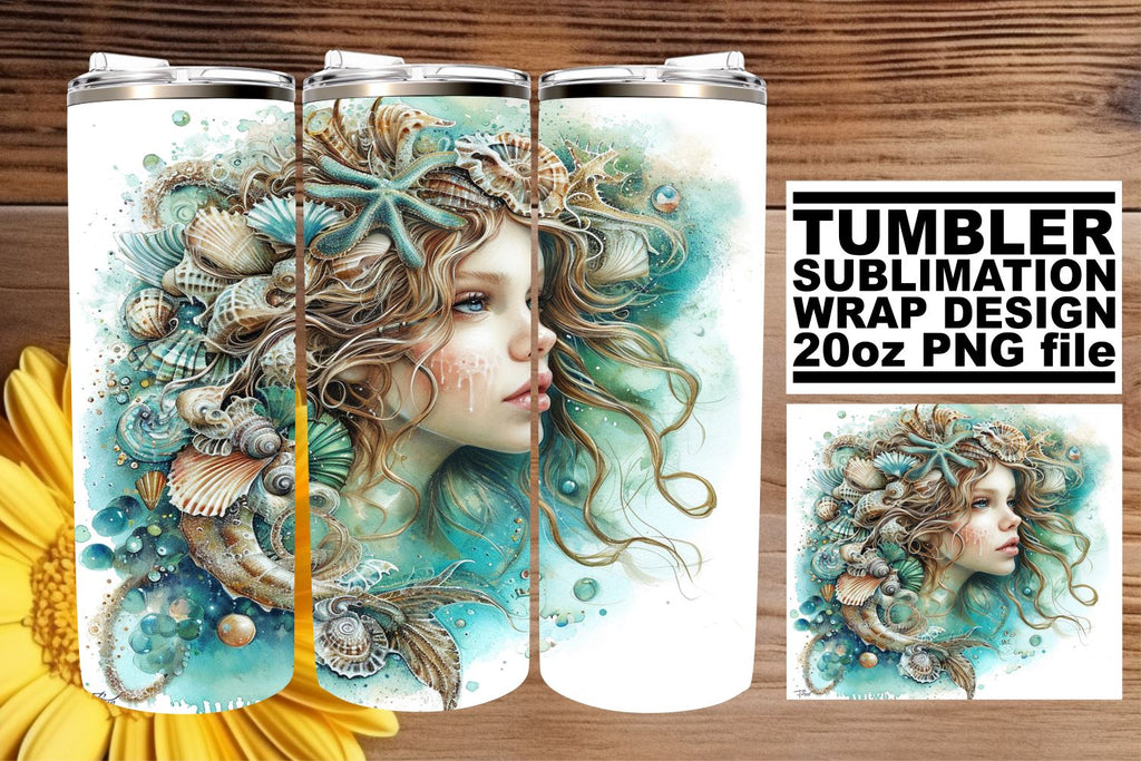 Vibrant Whimsical Sea Siren Tumbler Graphics Collection - So Fontsy
