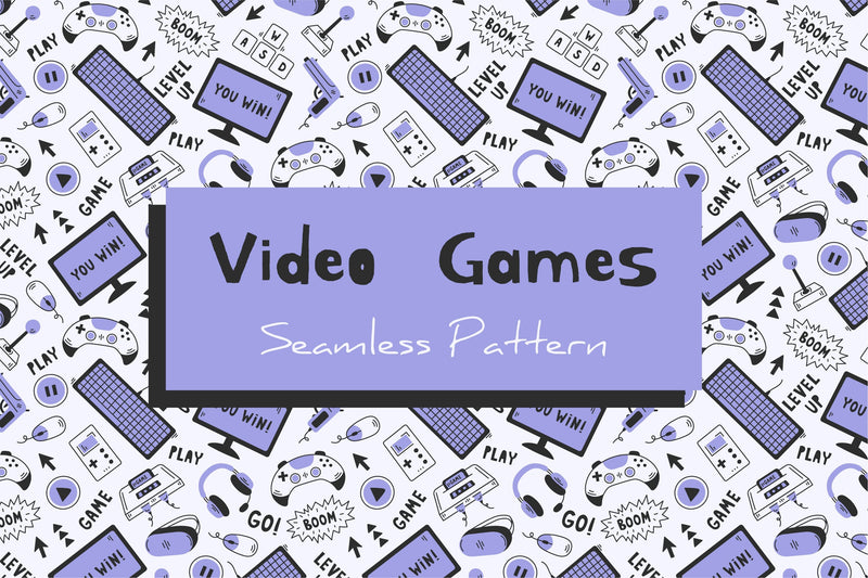 Video Games Doodle Seamless Pattern - So Fontsy
