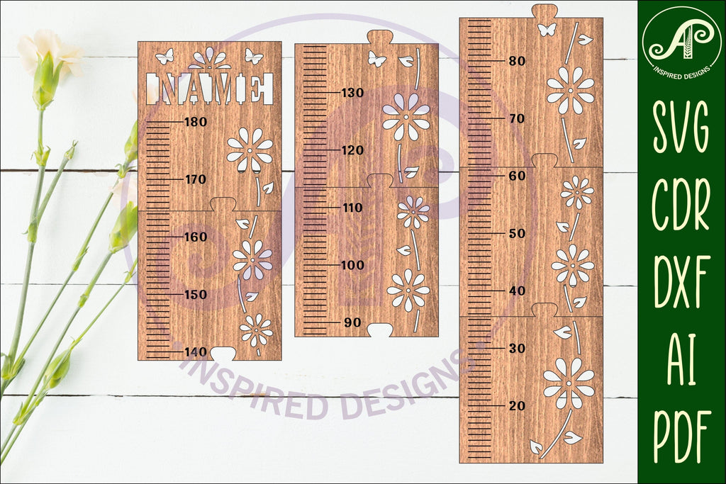Vine flower kids height chart in metric measurements SVG - So Fontsy