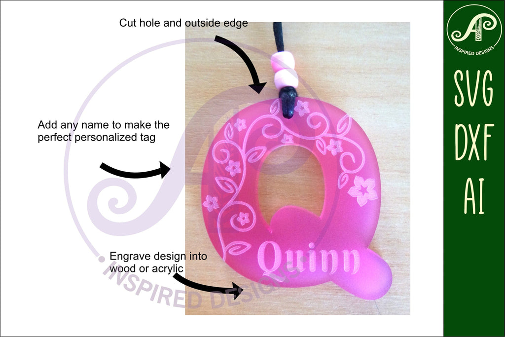 Vine theme tag letter designs keychain DIGITAL SVG - So Fontsy