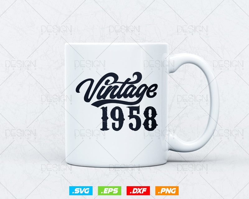 Vintage 1958 Birthday Svg Png, 66th Birthday Svg, Vintage 1958 Shirt ...