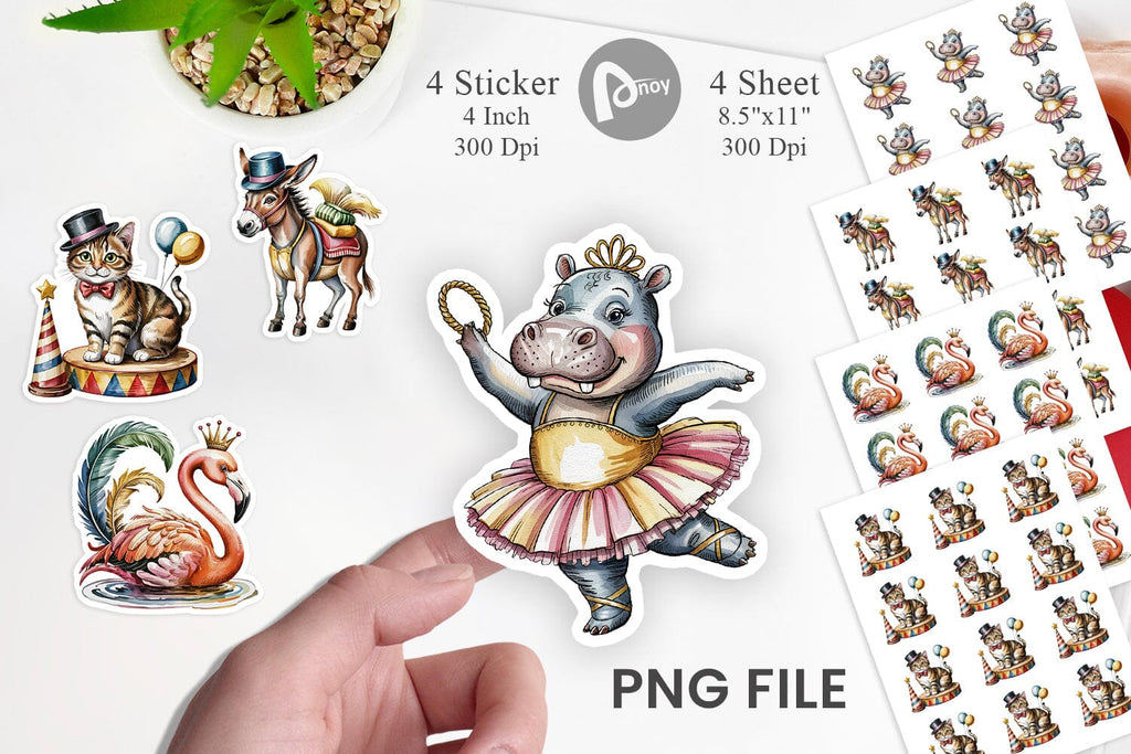 Vintage Animal Circus Sticker - So Fontsy