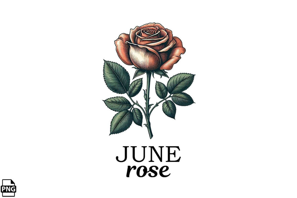 Vintage Birth Flower June Rose Clipart Printable File - So Fontsy