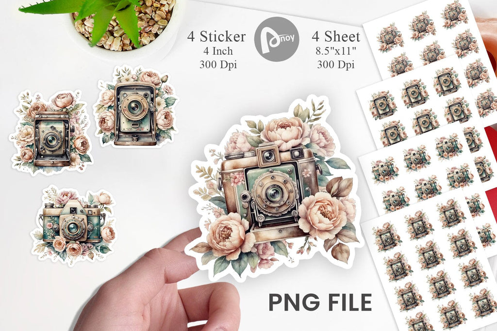 Vintage Camera Sticker - So Fontsy