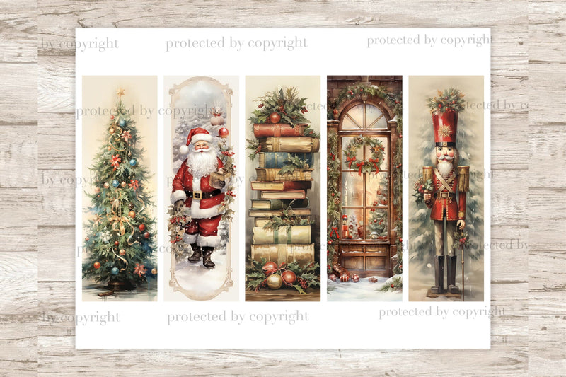 Vintage Christmas Bookmarks Printable | Bookmark Sheet - So Fontsy