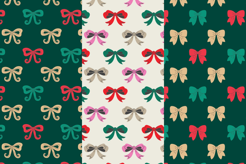 Vintage Christmas Bows Seamless Patterns - So Fontsy