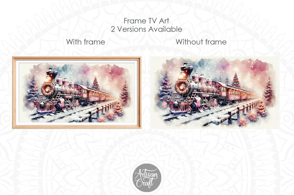 Vintage Christmas train frame TV art | So Fonsty - So Fontsy
