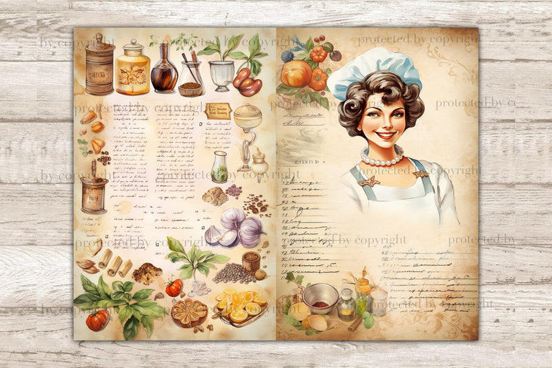 Vintage Cookbook Junk Journal Page | Food Junk Journal Paper - So Fontsy