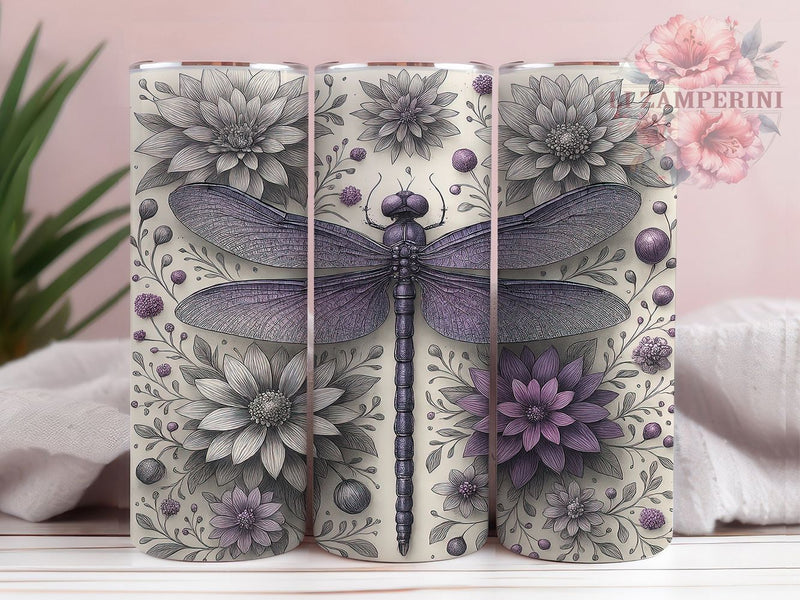 Vintage Dragonfly Retro Insect Tumbler Wrap, Dragonfly Tumbler Design, 20oz Tumbler Sublimation ...