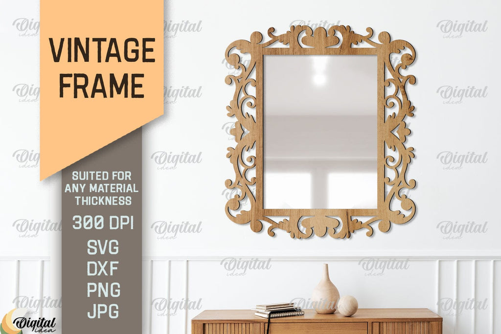 Vintage Frame SVG. Mirror Frame Laser Cut - So Fontsy