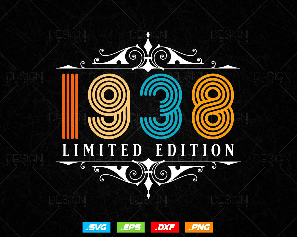 Vintage Limited Edition 1938 Birthday Svg Png, Retro Style 86th Happy ...