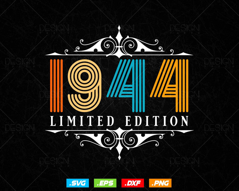 Vintage Limited Edition 1944 Birthday Svg Png, Retro Style 80th Happy ...