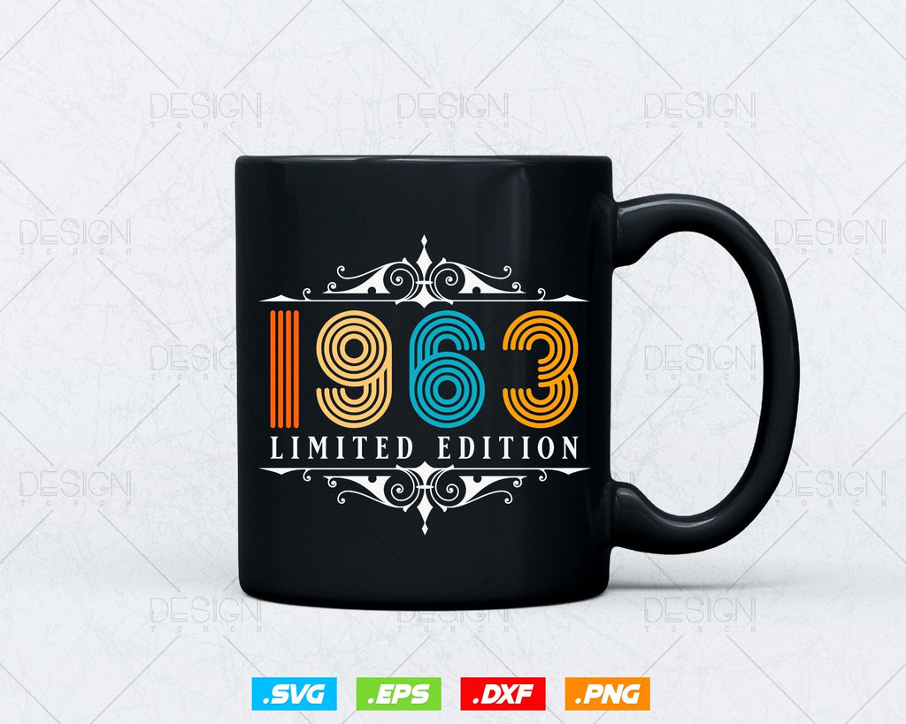 Vintage Limited Edition 1963 Birthday Svg Png, Retro Style 61th Happy ...