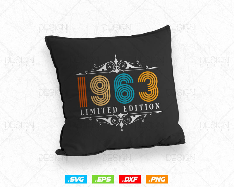 Vintage Limited Edition 1963 Birthday Svg Png, Retro Style 61th Happy ...