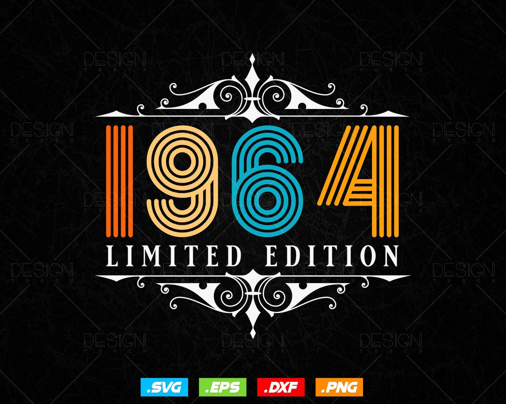 Vintage Limited Edition 1964 Birthday Svg Png, Retro Style 60th Happy ...