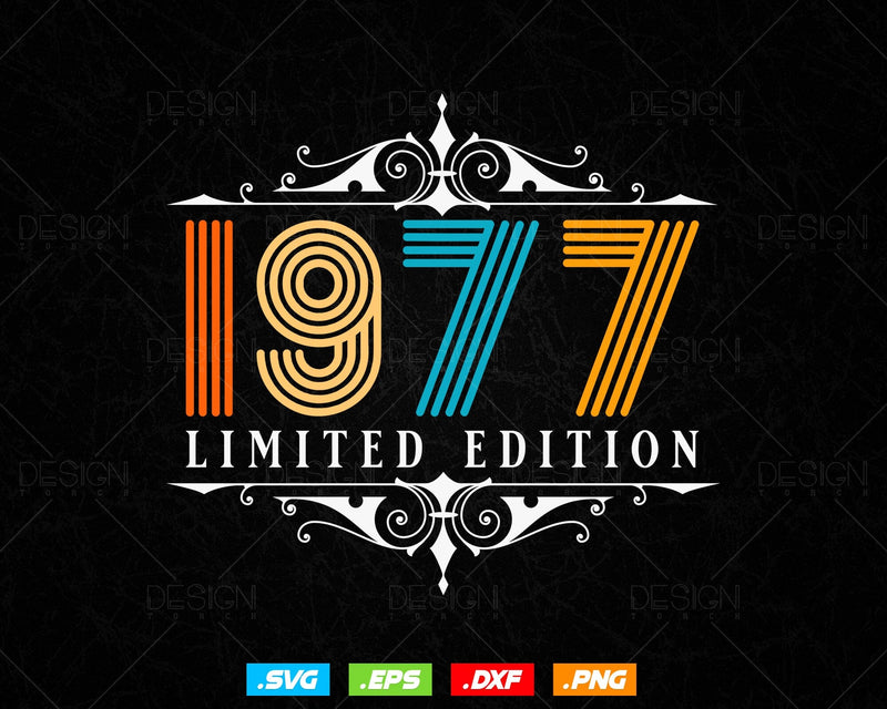 Vintage Limited Edition 1977 Birthday Svg Png, Retro Style 47th Happy ...
