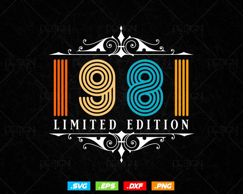 Vintage Limited Edition 1981 Birthday Svg Png, Retro Style 43th Happy ...