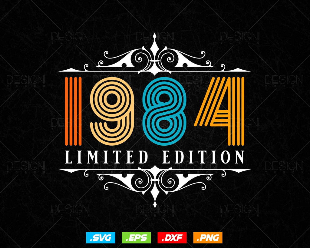 Vintage Limited Edition 1984 Birthday Svg Png, Retro Style 40th Happy ...