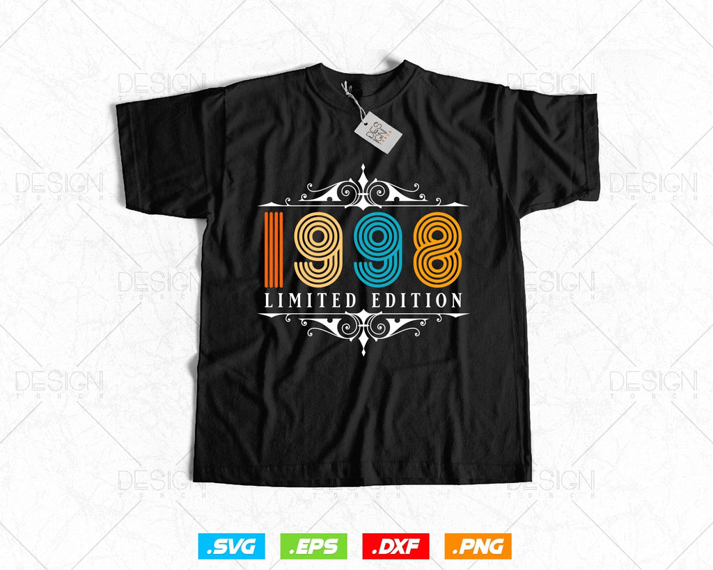 Vintage Limited Edition 1998 Birthday Svg Png, Retro Style 26th Happy ...