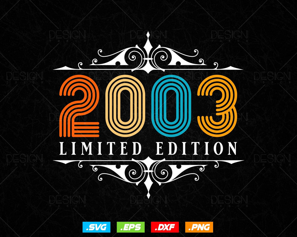 Vintage Limited Edition 2003 Birthday Svg Png, Retro Style 21th Happy ...