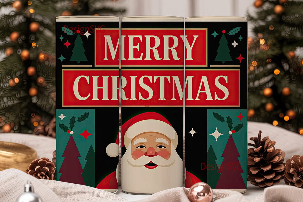 Vintage Santa Christmas 20oz Tumbler - So Fontsy