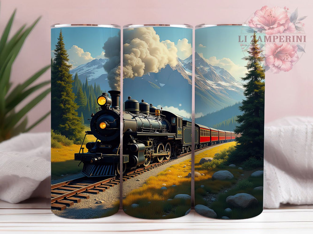 Vintage Steam Train 20oz Tumbler Wrap, Vintage Locomotive Mug, Railroad ...