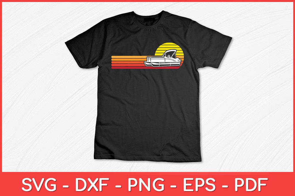 Vintage Style Pontoon Boat Silhouette Retro Boating Svg Design - So Fontsy