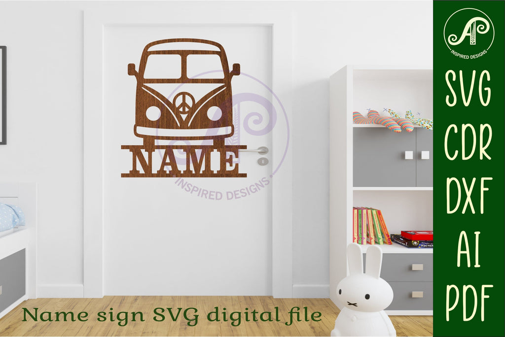 Vintage van name sign svg laser cut file - So Fontsy