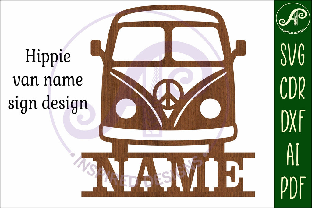 Vintage van name sign svg laser cut file - So Fontsy