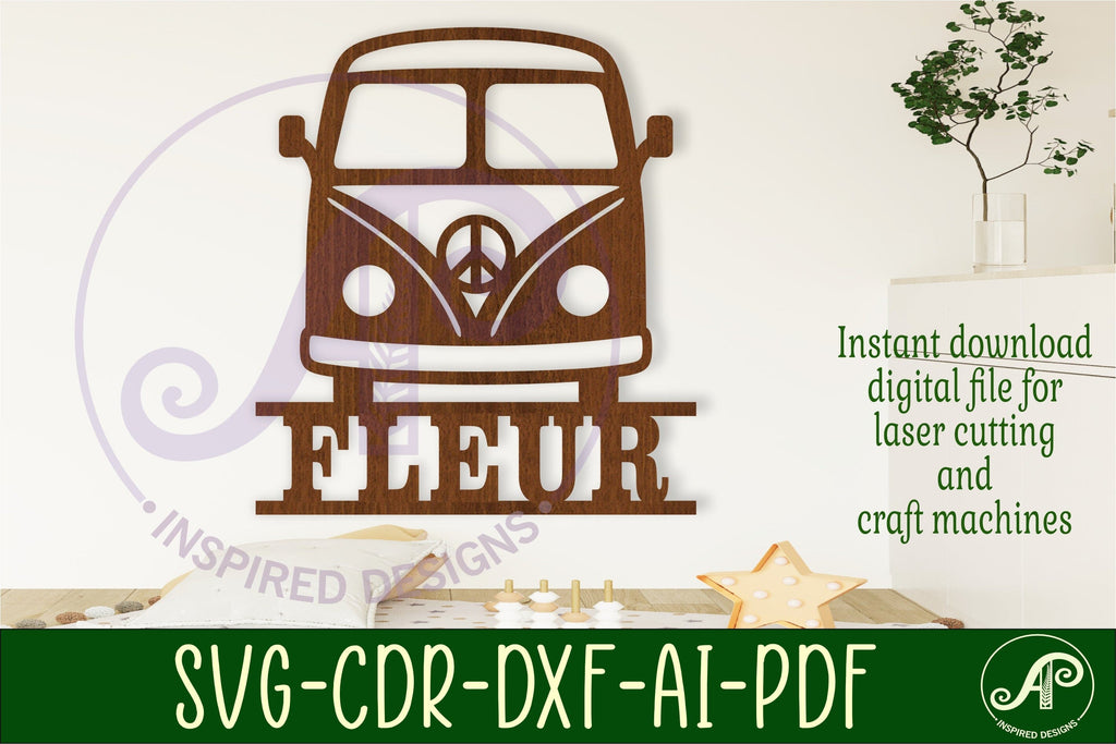 Vintage van name sign svg laser cut file - So Fontsy