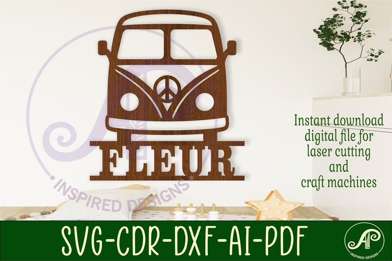 Vintage van name sign svg laser cut file - So Fontsy