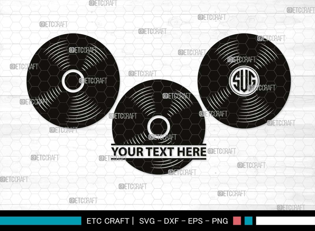 Vinyl Record Monogram, Vinyl Record Silhouette, Vinyl Record SVG ...