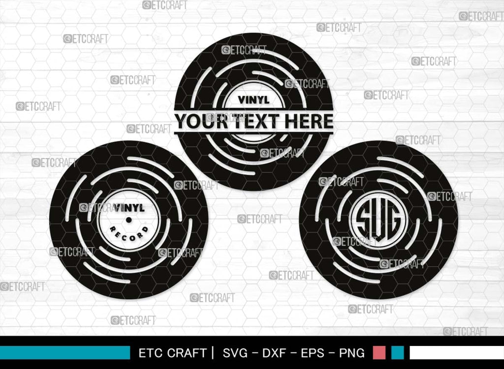 Vinyl Record Monogram, Vinyl Record Silhouette, Vinyl Record SVG ...