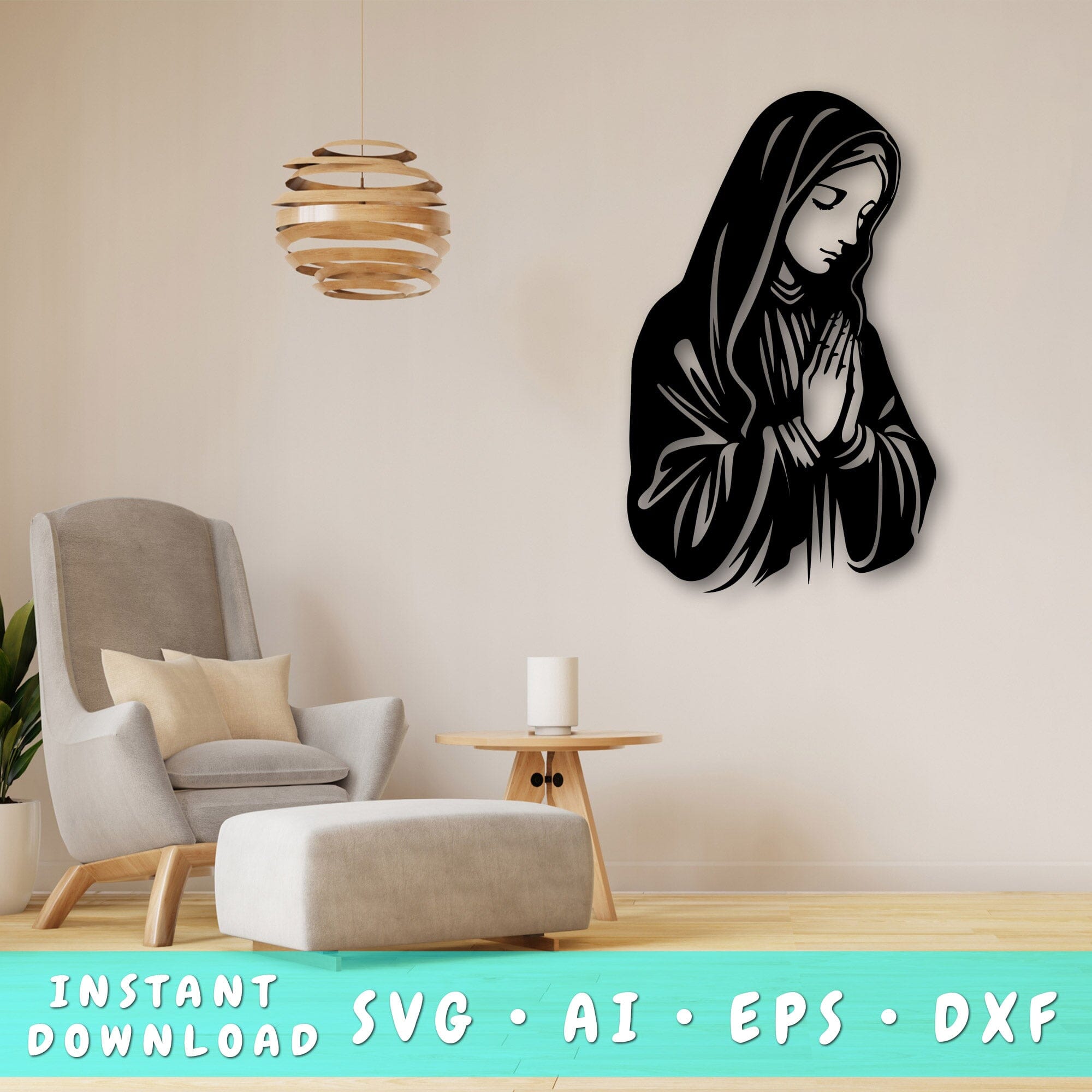 Virgin Mary Laser SVG Cut File, Virgin Mary Glowforge File, Virgin Mary ...