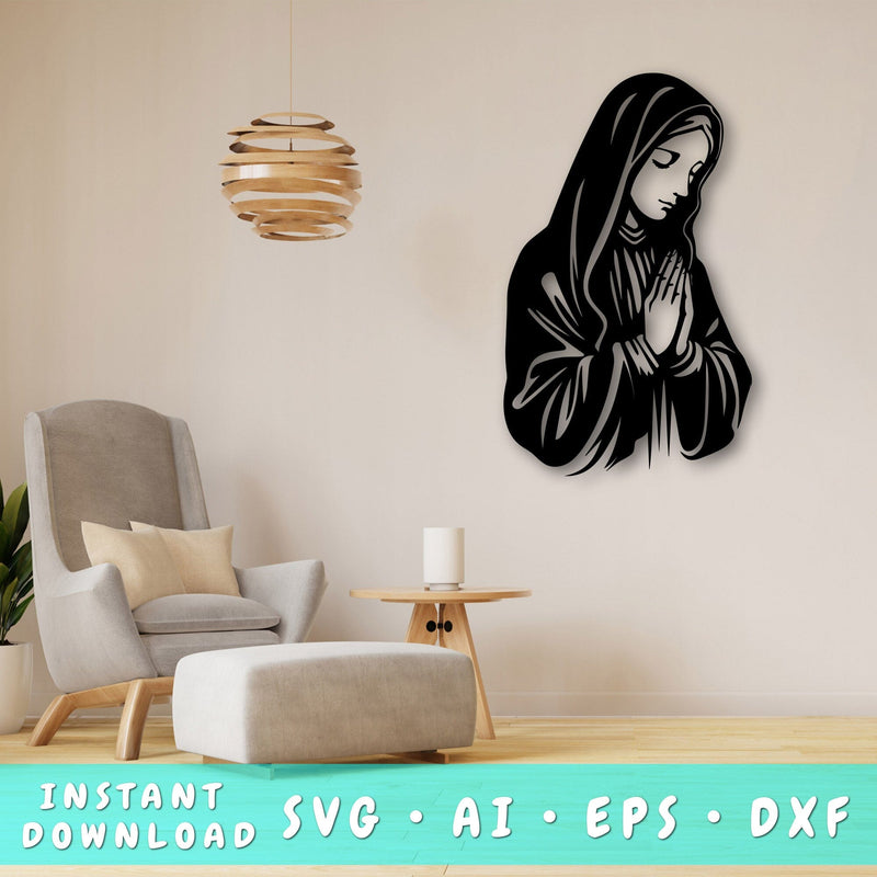 Virgin Mary Laser SVG Cut File, Virgin Mary Glowforge File, Virgin Mary ...