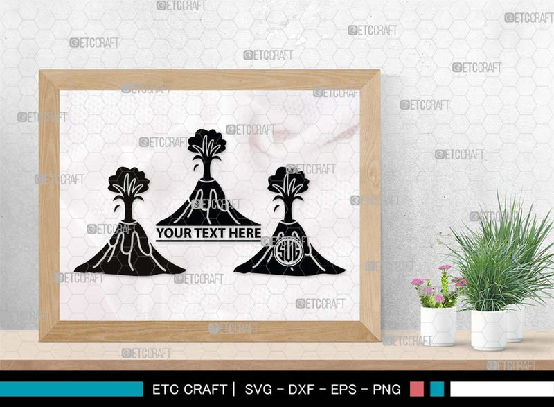 Volcano Monogram, Volcano Silhouette, Volcano SVG, Lava Svg, Smoke Svg ...