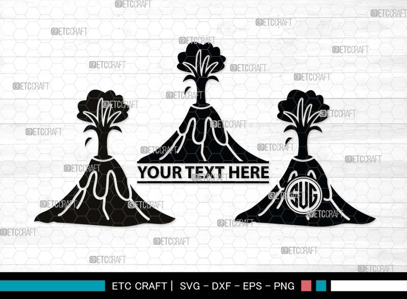 Volcano Monogram, Volcano Silhouette, Volcano SVG, Lava Svg, Smoke Svg ...