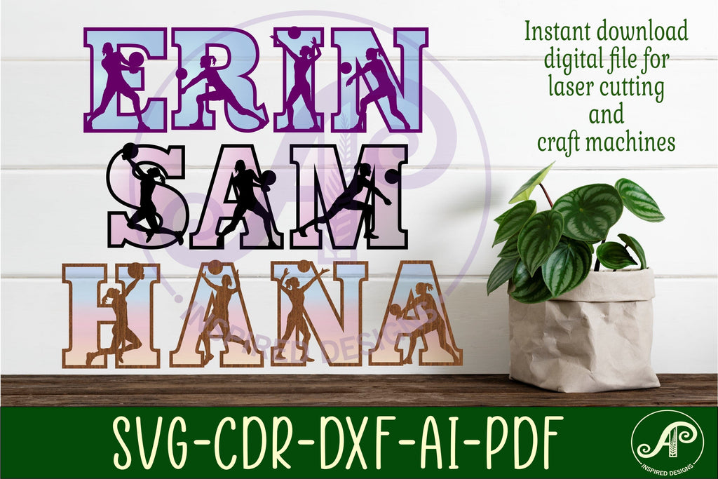 Volleyball female player letters alphabet set x 57 - So Fontsy