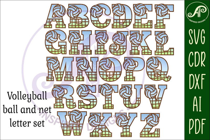 Volleyball net and ball letters alphabet set x 26 - So Fontsy