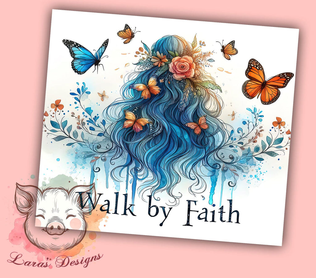 Walk By Faith 20oz Tumbler Png, Straight & Tapered Tumbler Png, Flower ...