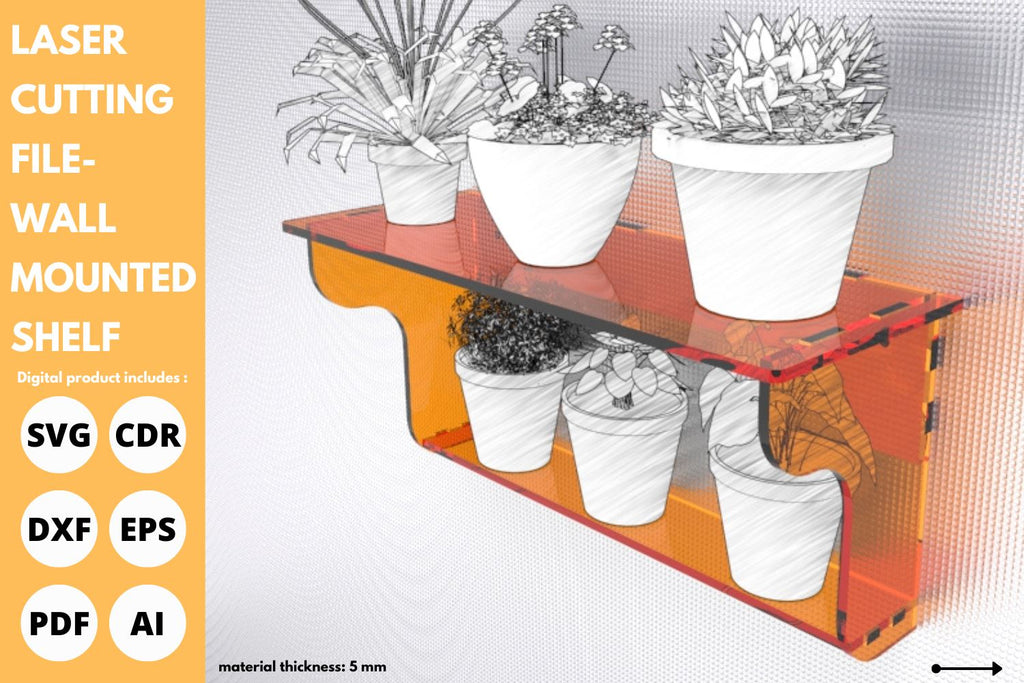 Wall Mounted Shelf | laser cut file | svg paper cut | cricut ...