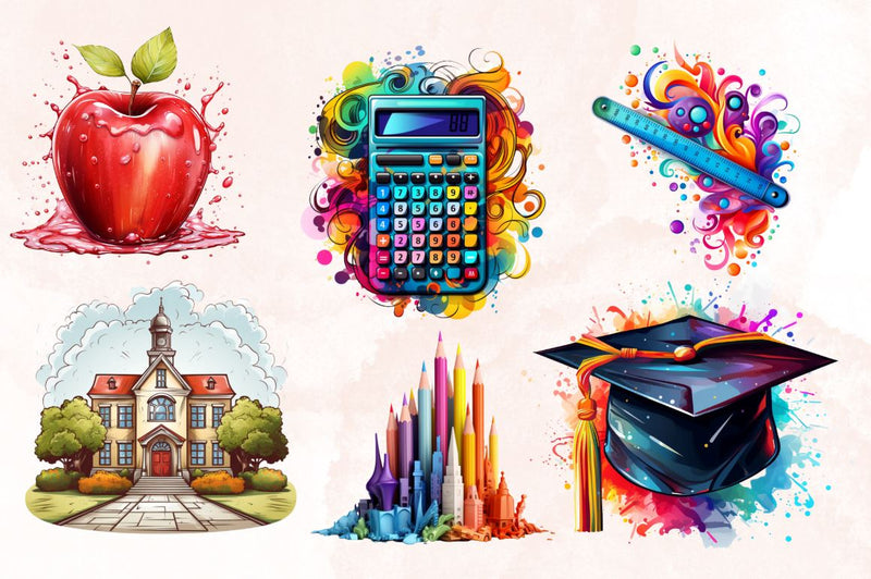 Watercolor Back to School Sublimation Bundle - So Fontsy