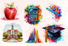 Watercolor Back to School Sublimation Bundle - So Fontsy