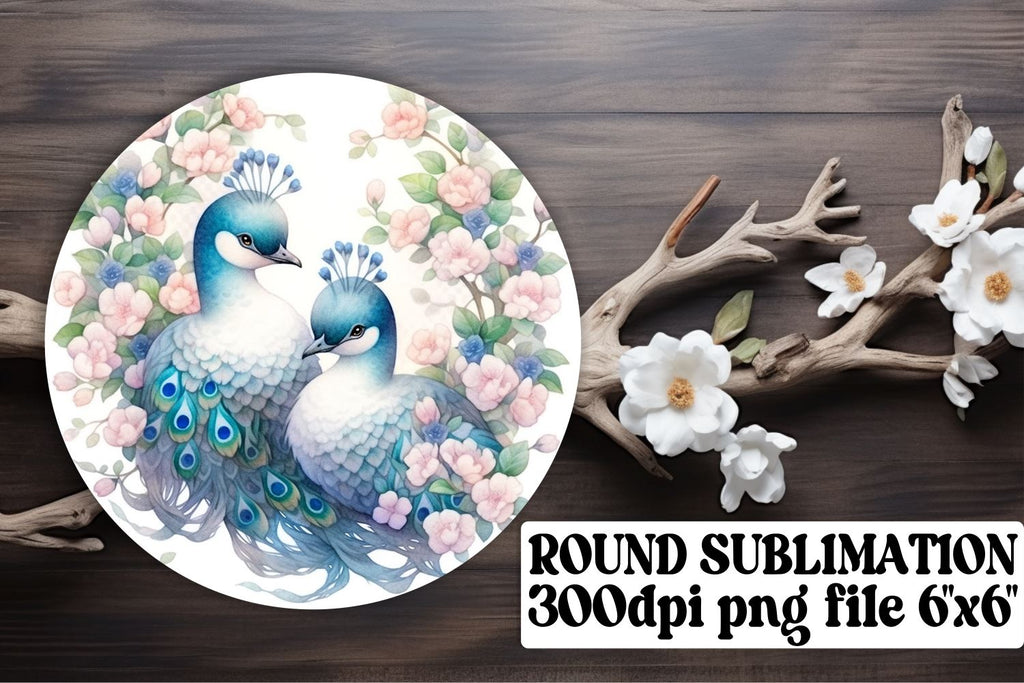 Watercolor Bird Circle Art - So Fontsy