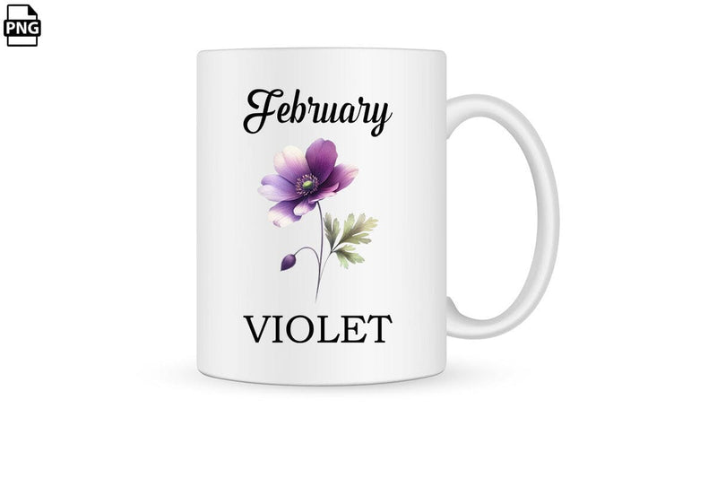 Watercolor Birth Month Flower February Violet Clipart Printable File ...
