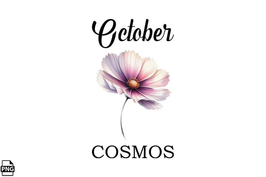 Watercolor Birth Month Flower October Cosmos Clipart Printable File ...