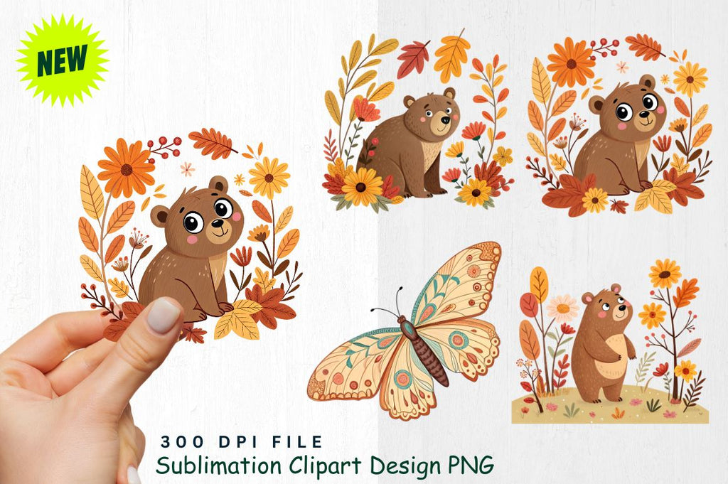 Watercolor Boho Woodland Animals Sublimation Clipart - So Fontsy