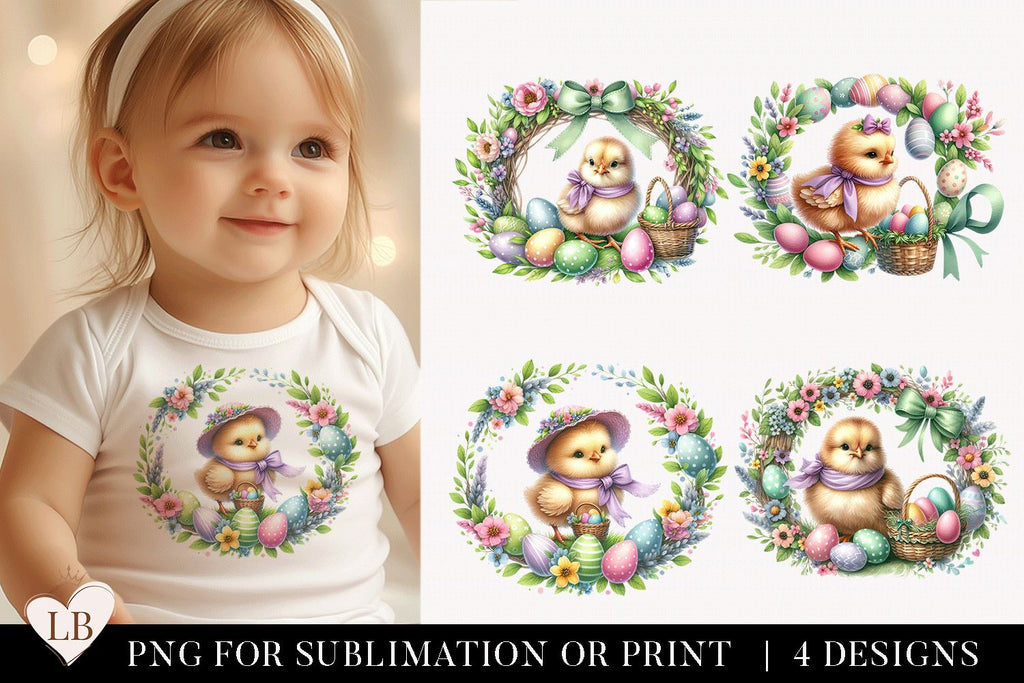 Watercolor Easter Chick Sublimation Bundle - So Fontsy