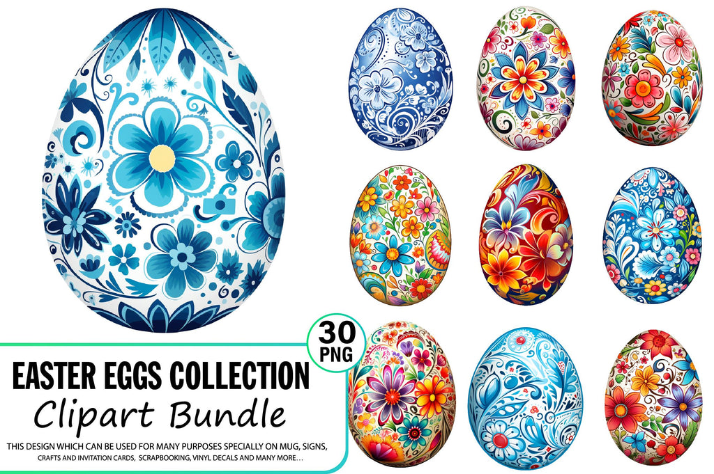 Watercolor Easter Eggs Clipart Bundle - So Fontsy